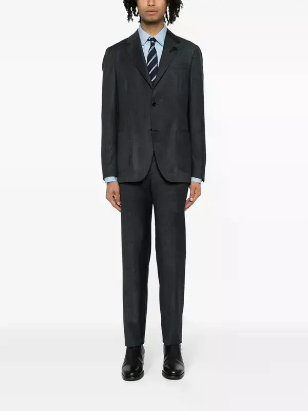 LARDINI Checked Peak-lapels Single-breasted Suit