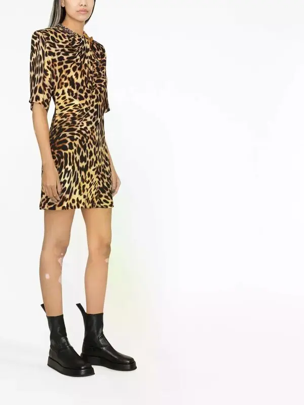 Stella McCartney Leopard Print Chain-embellished Neck Dress