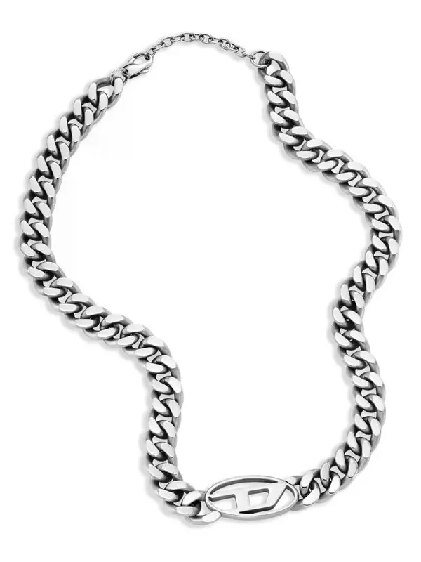 DIESEL® Oval D Curb-chain Necklace - Silver