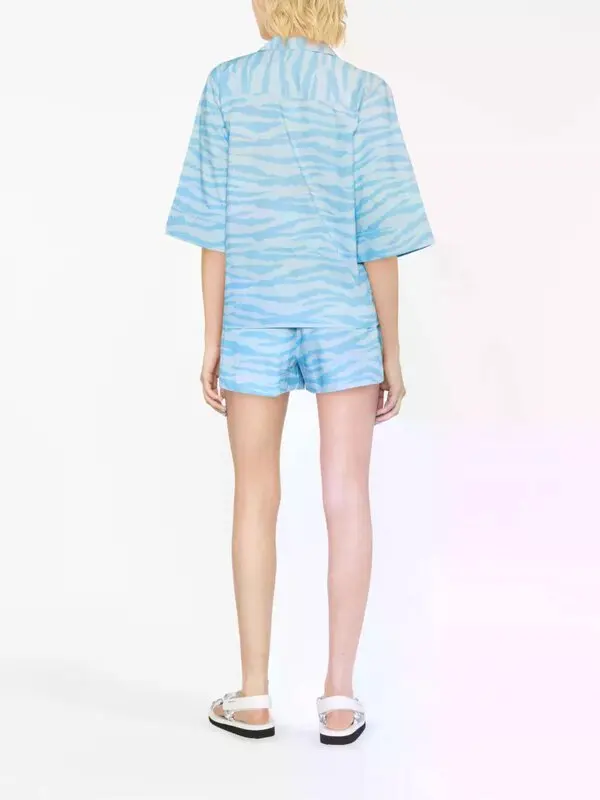 GANNI Zebra-print Organic Cotton Shirt