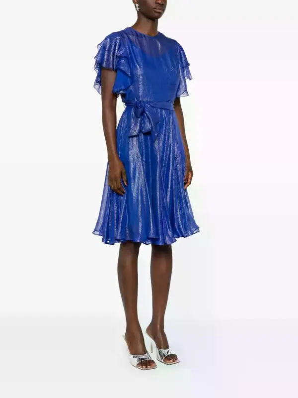 BARUNI Milada Midi Dress With Ruffled Sleeves And V-neck