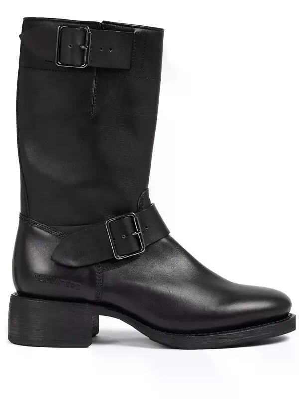 Dsquared2 Buckled Calf Leather Biker Boots - Black