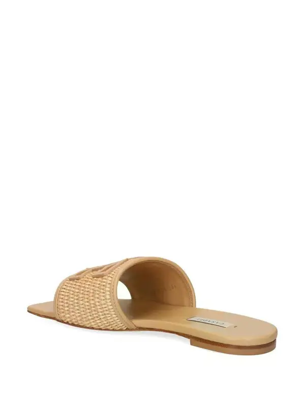 Casadei Portofino Woven Raffia Slides