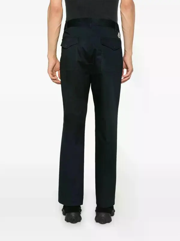 Moncler Logo-patch Gabardine Tapered Trousers - Blue