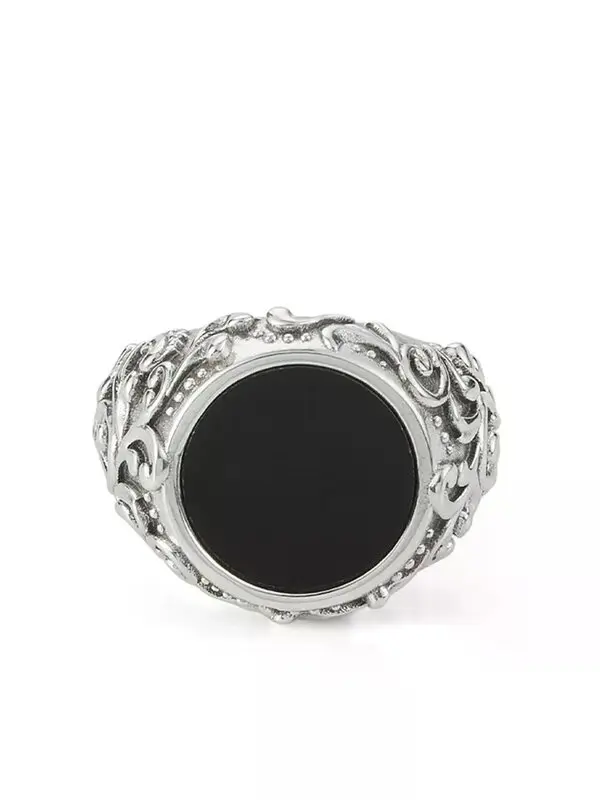 Emanuele Bicocchi Arabesque Onyx Ring - Silver