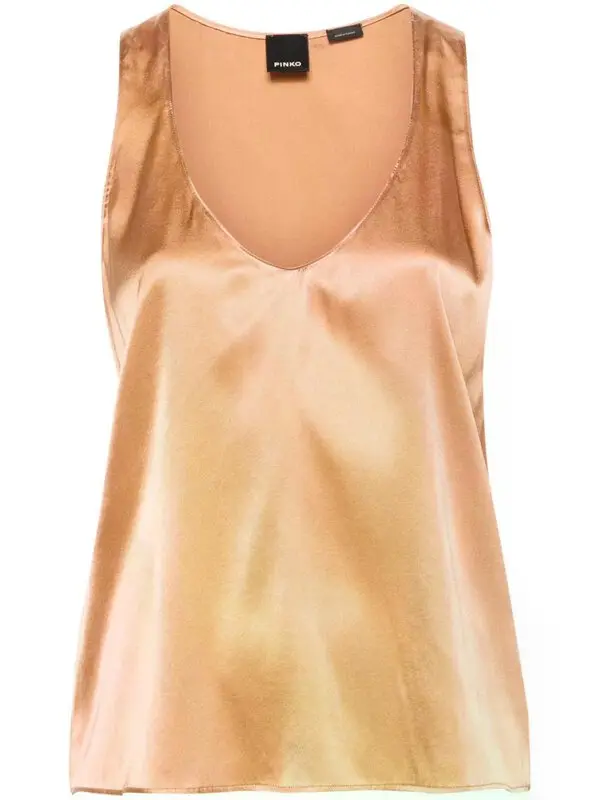 Pinko Marzemino Silk-blend Tank Top - Brown