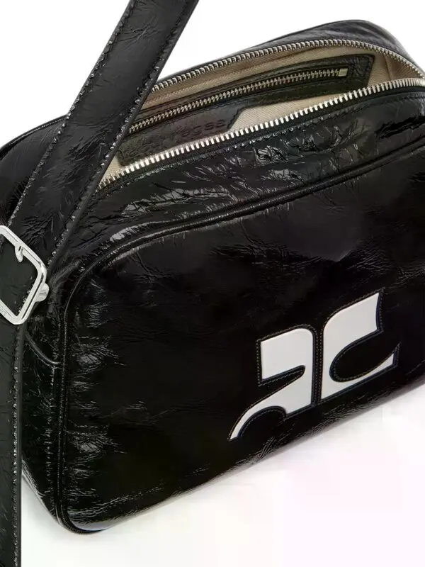 COURREGES Re-edition Naplack Leather Mini Bag - Black