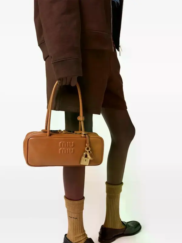 Miu Miu Small Beau Leather Top Handle Bag - Brown