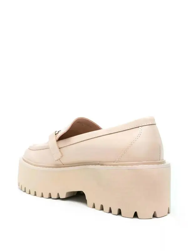Liu Jo Calf Leather Loafers With Silver-tone Logo Detail