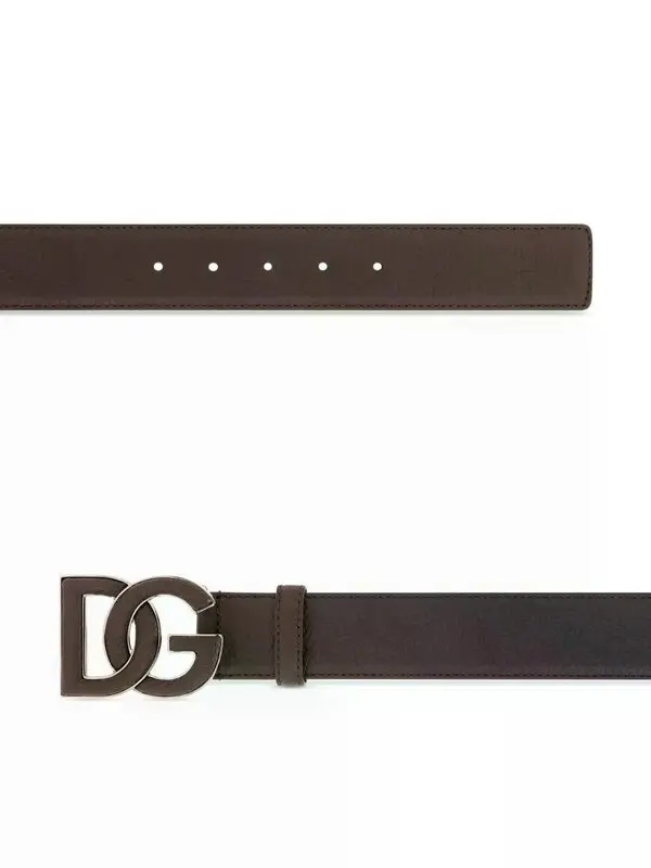 Dolce & Gabbana Logo Buckle Leather Belt