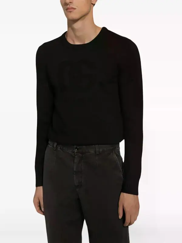 Dolce & Gabbana Fine Knit Crew Neck Sweater - Black