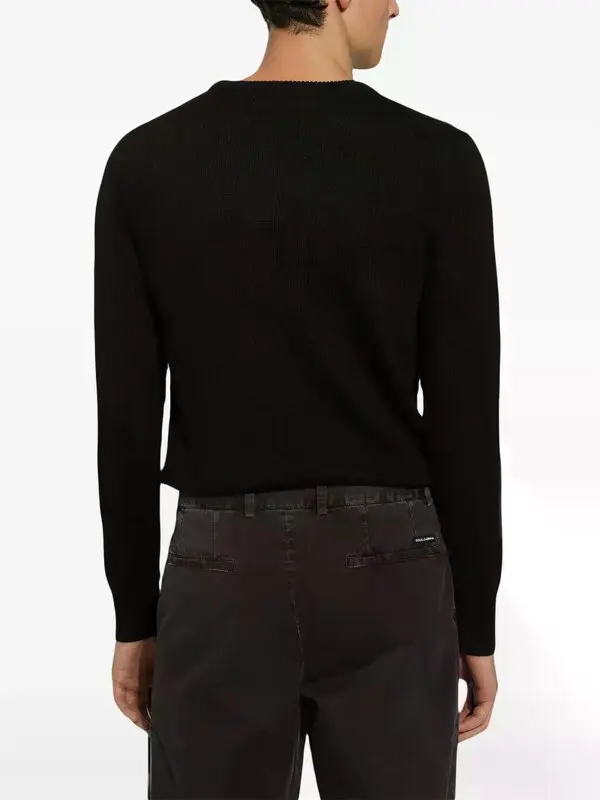 Dolce & Gabbana Fine Knit Crew Neck Sweater - Black
