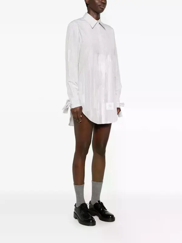Thom Browne Striped Silk-cotton Blend Shirt Dress With Tie Cuffs