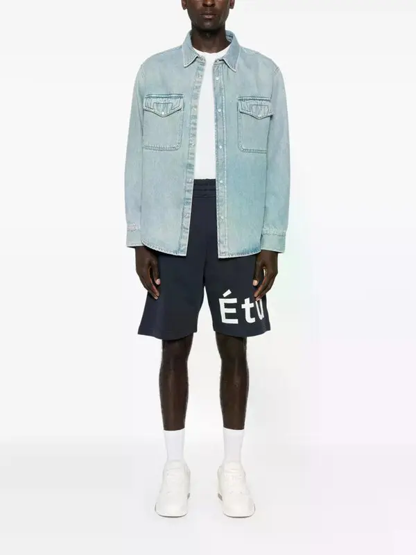 Études Studio Tempera Logo-print Cotton Shorts - Blue