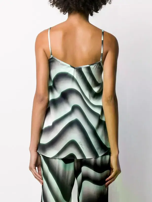 Just Cavalli Wave Print Asymmetric V-neck Top