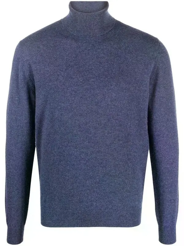 Corneliani Roll Neck Cashmere Jumper - Blue