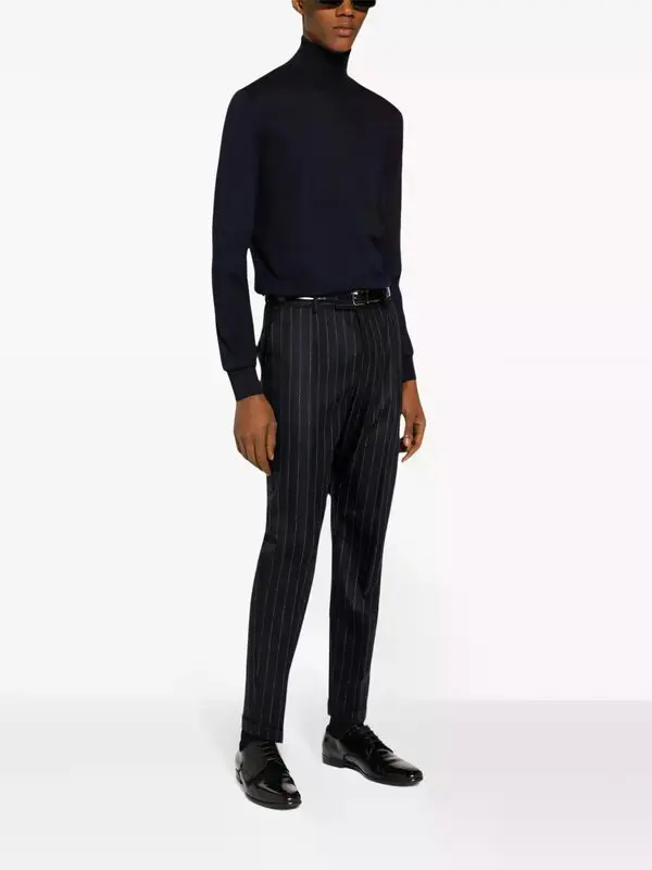 Dolce & Gabbana Black Cashmere-silk Blend Turtleneck Jumper - Blue