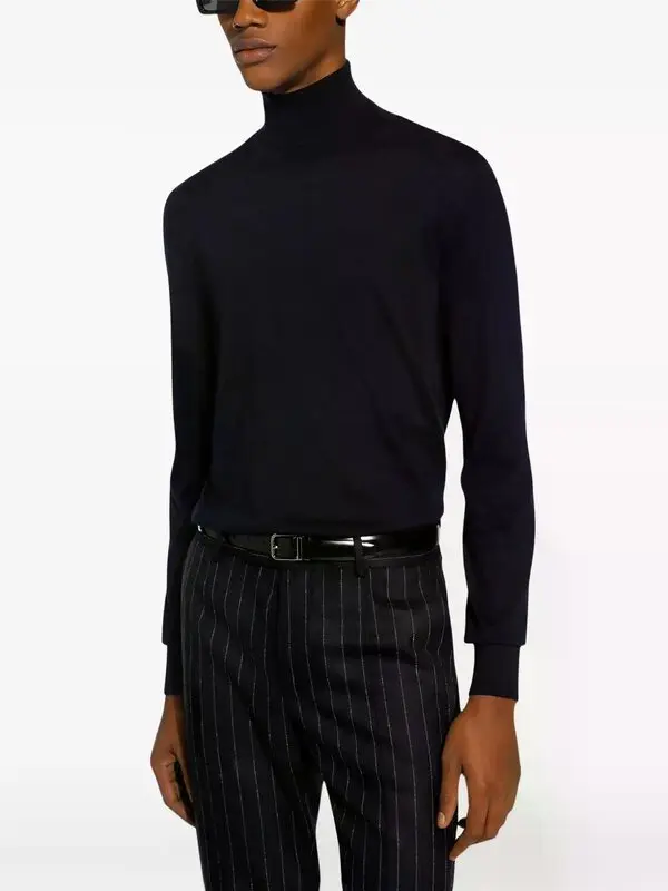 Dolce & Gabbana Black Cashmere-silk Blend Turtleneck Jumper - Blue
