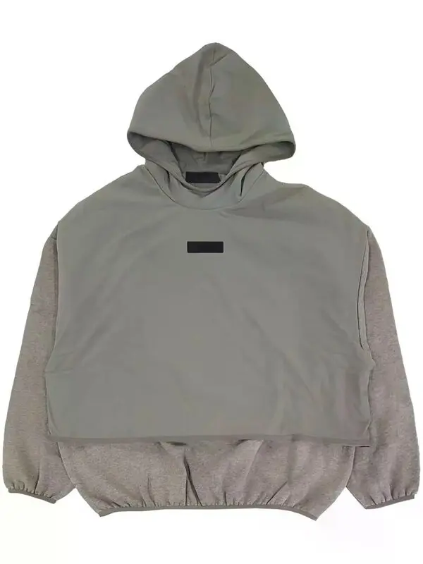 Fear Of God Logo Patch Panelled Hoodie - Grey