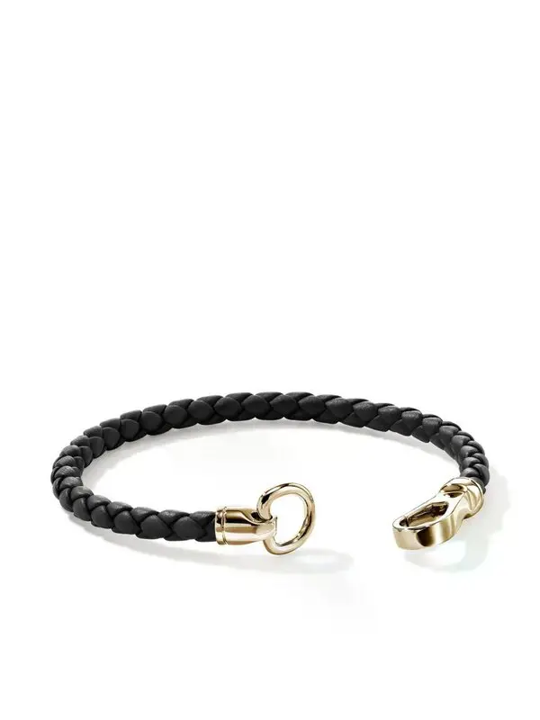 John Hardy 14kt Yellow Gold And Braided Leather Bracelet