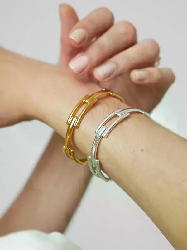 Monica Vinader Signature Link Bangle In Sterling