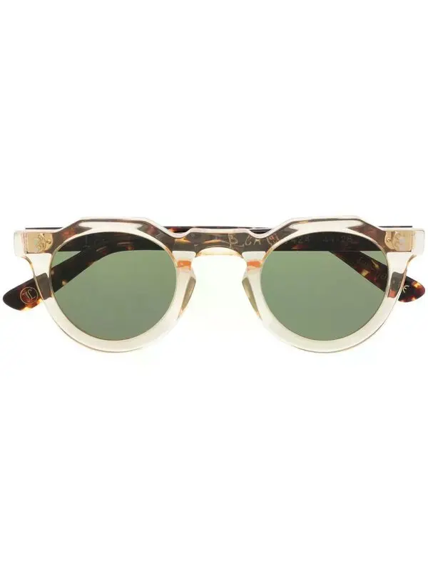 LESCA Round-frame Tinted Sunglasses - Brown