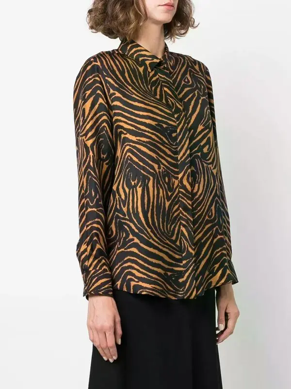 Alberto Biani Zebra Print Silk Shirt
