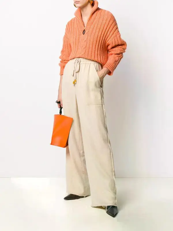 Nanushka Kaissan Track Trousers Wide Leg Alpaca Wool