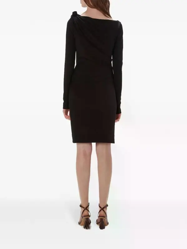 JW Anderson V-neck Midi Dress With Ruched Detailing And Long Sleeves - Black