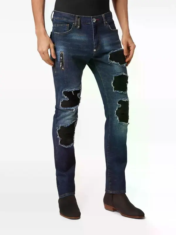 Philipp Plein Rock Star Ribbed-panels Skinny Jeans