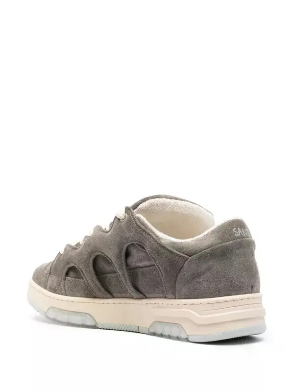 SANTHA Dark Calf Suede Padded Lace-up Sneakers - Grey