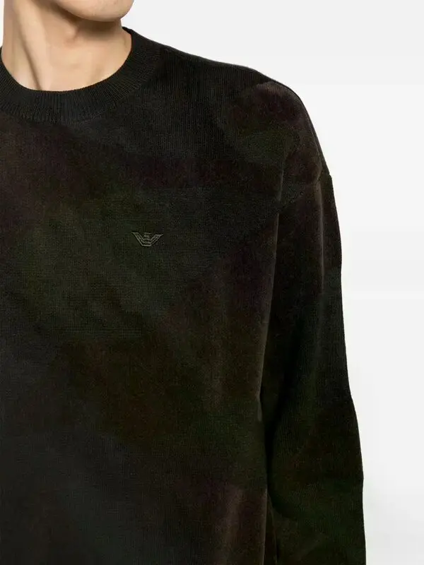 Emporio Armani Virgin Wool Blend Camouflage Jumper