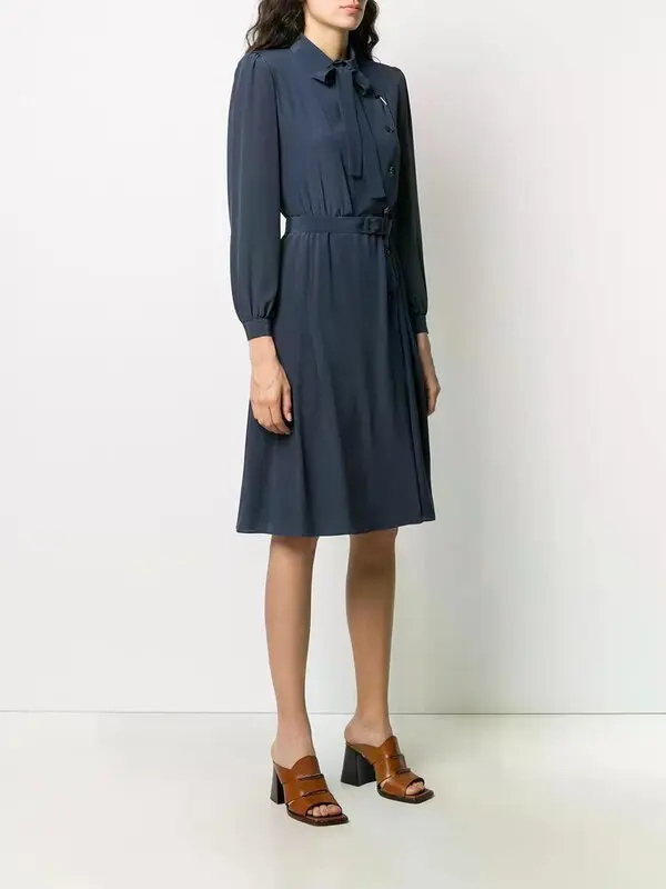 MAISON MARGIELA Belted Silk Dress With Side Button Fastening