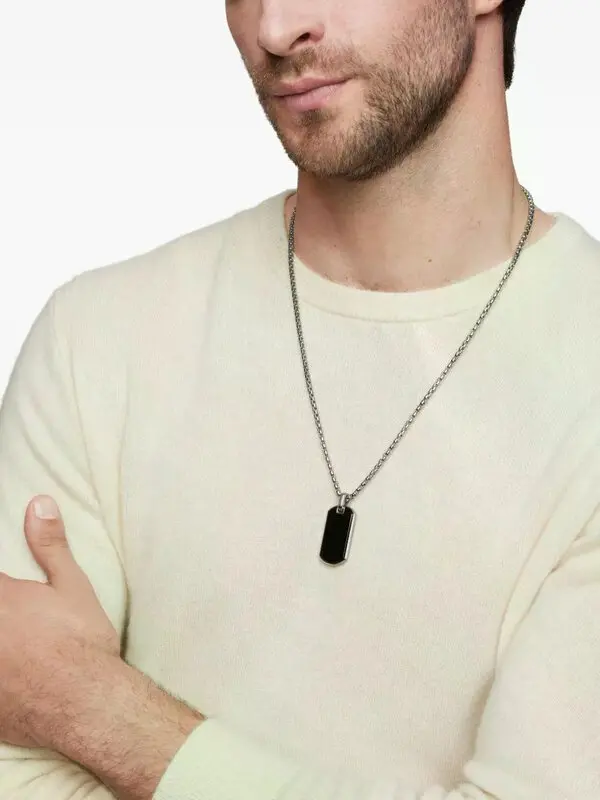 David Yurman Sterling Onyx Tag Pendant
