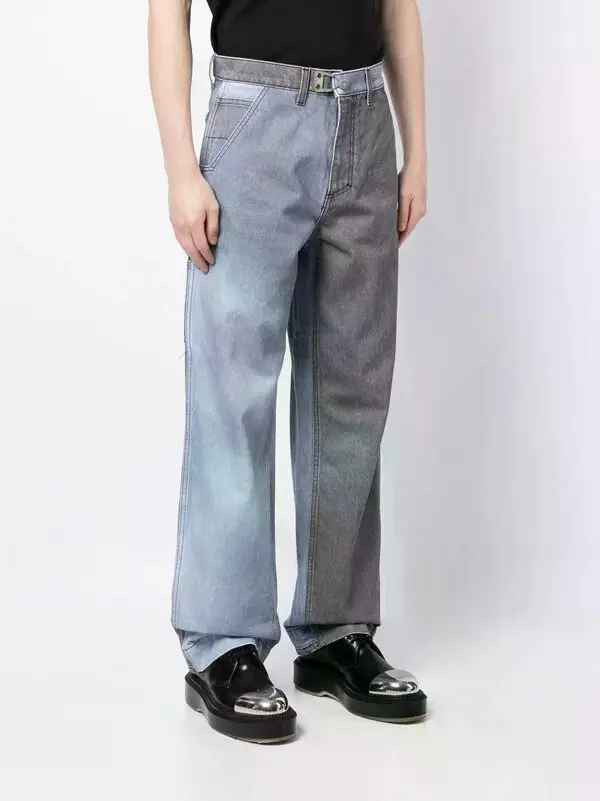 OBJECTS IV LIFE Two-tone Straight Leg Denim Trousers