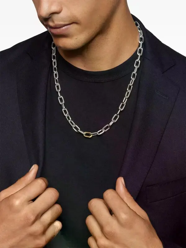 David Yurman Sterling And 18kt Yellow Gold Madison Link Necklace