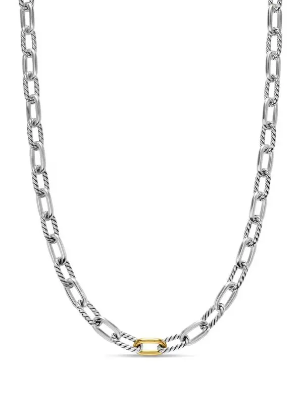 David Yurman Sterling And 18kt Yellow Gold Madison Link Necklace