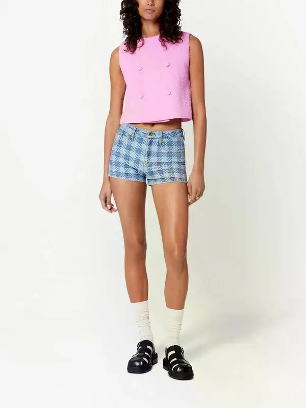 AMI Paris Mini Checkered Denim Shorts