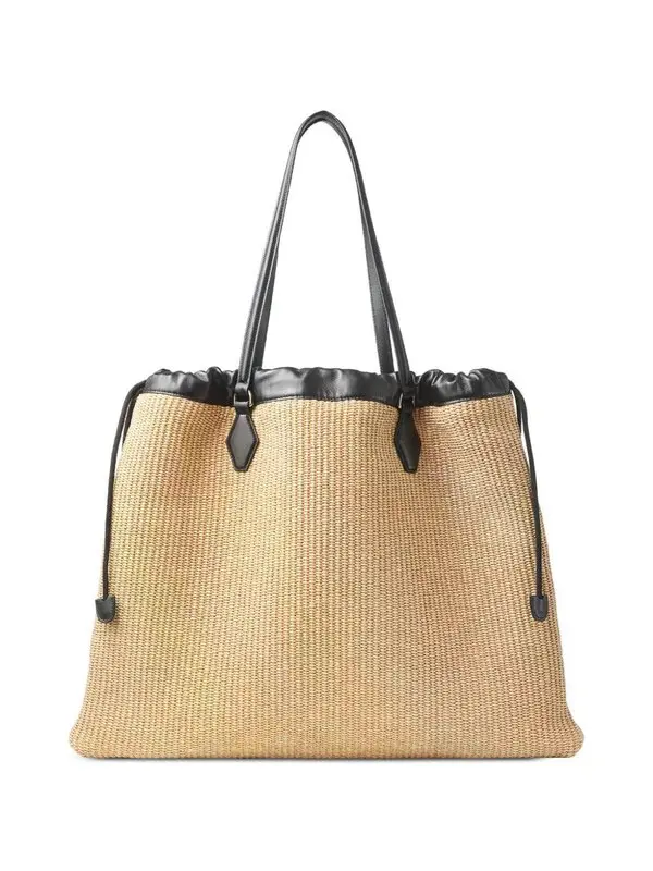 JIMMY CHOO Raffia Drawstring Tote