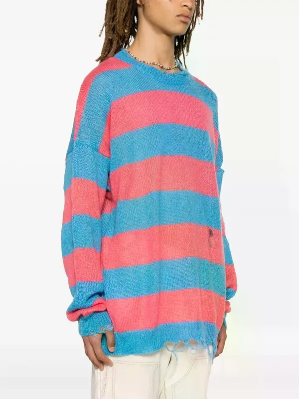 MEMBERS OF THE RAGE Distressed Striped Mohair Blend Jumper