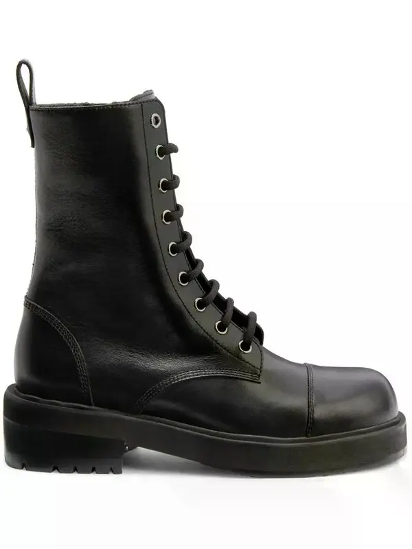 GIUSEPPE ZANOTTI Leather Lace-up Boots - Black