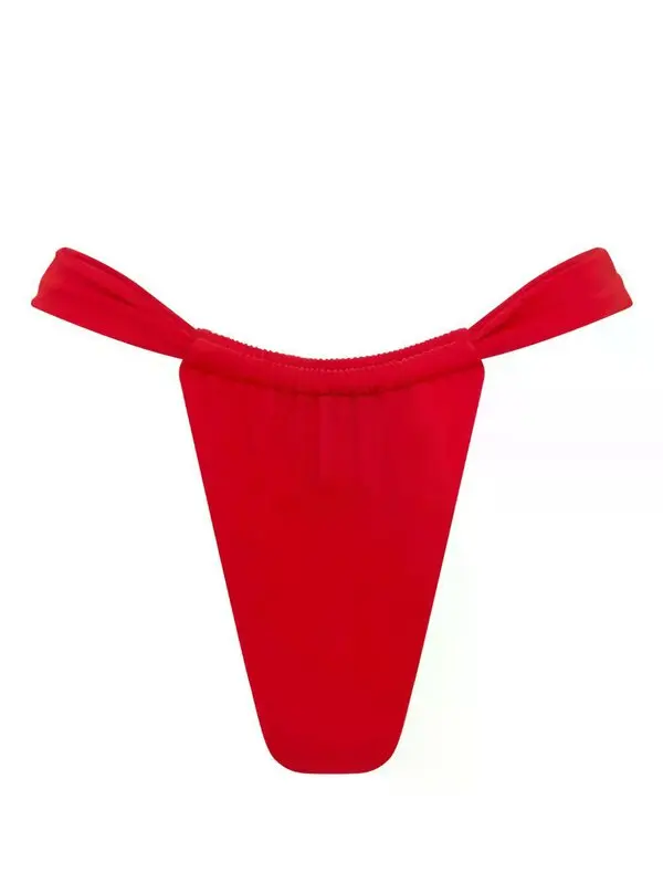 LET'S SWIM Ruched Bikini Bottoms - Red