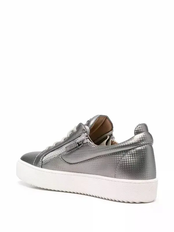 GIUSEPPE ZANOTTI Metallic Effect Lace-up Low-top Sneakers - Silver
