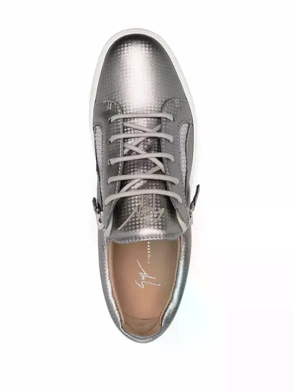 GIUSEPPE ZANOTTI Metallic Effect Lace-up Low-top Sneakers - Silver