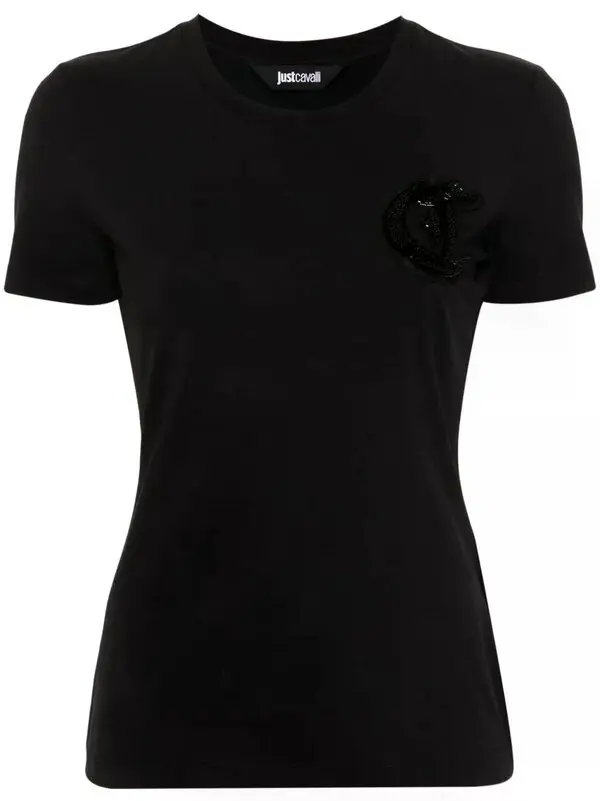 Just Cavalli Bead-logo Detail T-shirt - Black