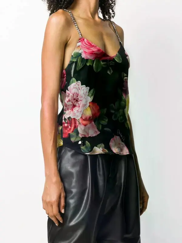 Philipp Plein Floral Print Silk Vest Top