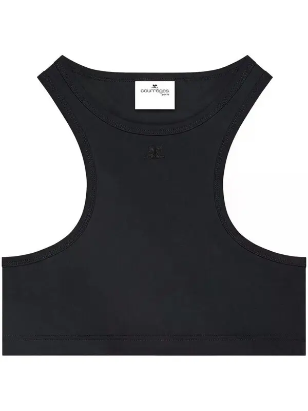 COURREGES Racerback Crop Top - Black