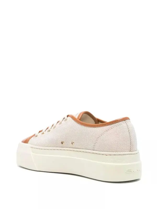 Santoni Canvas Platform Lace-up Sneakers