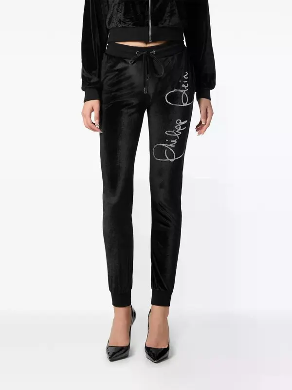 Philipp Plein Crystal Embellished Drawstring Trousers - Black