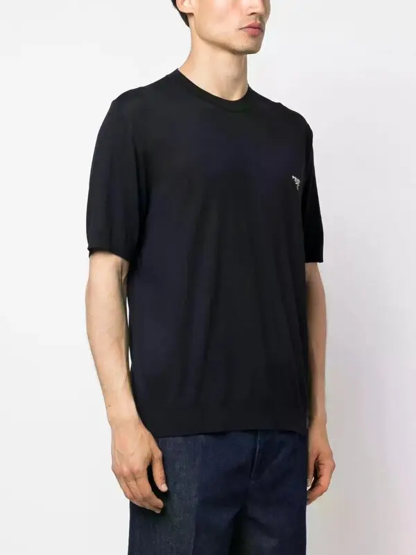 Prada Crew Neck Embroidered Logo Wool Jumper